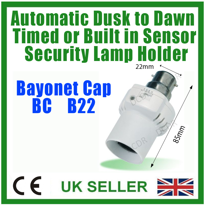 Automatic Security Dusk Dawn Timed Sensor Bulb Holder Lamp Adaptor B22